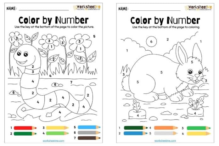 Coloring by Number Worksheets Nature-Themed for Kindergarten