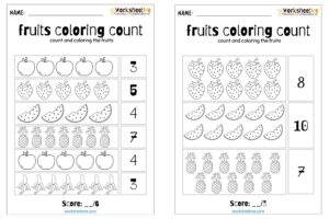 Worksheets Fruits Coloring Counting number 1 to 10 Free Pdf - WorksheetMe