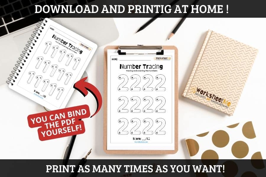 Number Tracing 1 to 5 (with guide) Worksheets for Preschoolers ...