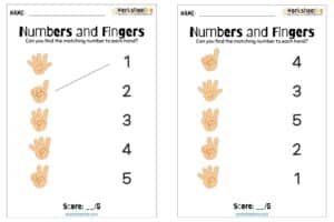 Number Finger Worksheet for Preschool and Kindergarten