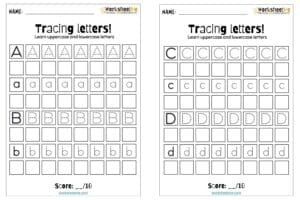 Alphabet Letter Tracing Worksheets: A to J