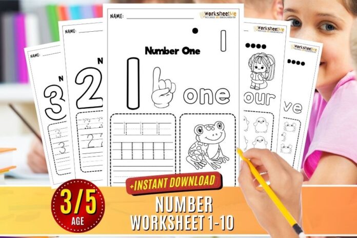 Number Worksheets 1-10 for Preschool and Kindergarten