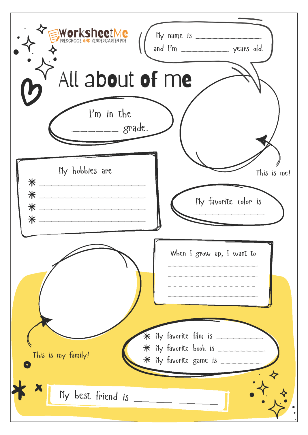 10 Fun All About Me Kindergarten Worksheet and Preschool Activities
