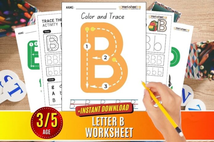 Letter Tracing Worksheets b for Preschool (20-pages free printable pdf)